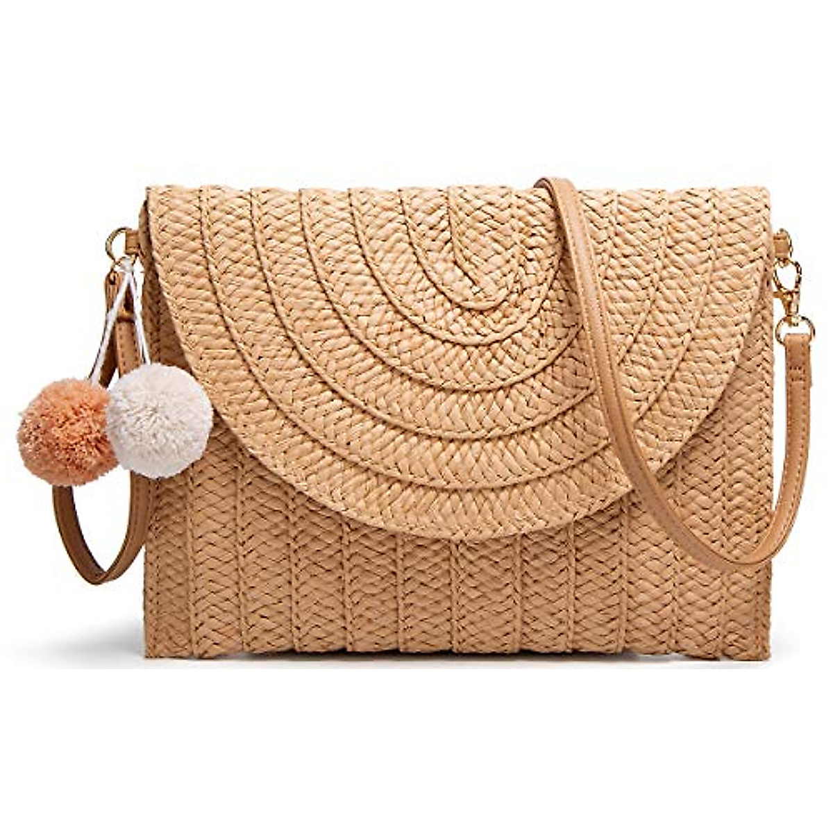 Straw Clutch For Women, Womens Summer Straw Clutch Bohemian Beach Hand Wrist Clutch(AKhaki)
