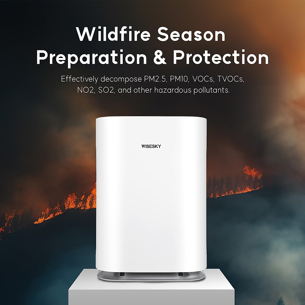 WISESKY HEPA Air Purifier for Home Covers 1728 sq. ft | WiseHEPA™ Filtration Removes Smoke, Dust, Odors | Smart Large Room Air Cleaner with 7-Speed Control | Quiet Sleep Mode, WS460A White