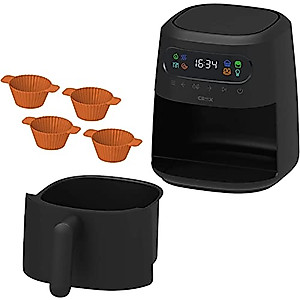 CRUX x Marshmello 3.0 QT Digital Air Fryer with TurboCrisp Technology, Touch Screen Temperature Control, Timer and Auto Shut-off, Fully Programmable, Silicone Cupcake Molds Included, Black
