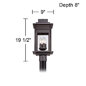 Franklin Iron Works Bransford Rustic Outdoor Post Light Fixture Black Specked Gray 19 1/2" Clear Glass Decor Exterior House Porch Patio Outside Deck Garage Yard Garden Driveway Home Lawn Walkway