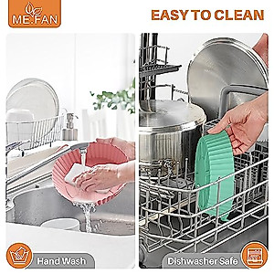 Air Fryer Silicone Liners for 4 to 7 QT [2 Pack] ME.FAN Air Fryer Silicone Liners Pot - Reusable Air Fryer Basket with Handles & Holes - Air Fryer Oven Accessories - Rose Pink+Light Grey