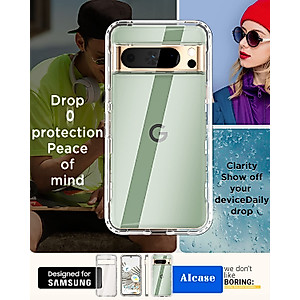 AICase Google Pixel 8 Pro Case Clear Full Body Rugged with [Tempered Glass Screen Protector] Bumper Slim Soft Silicone Heavy Duty Protection Shockproof Cover for Google Pixel 8 Pro 2023_4