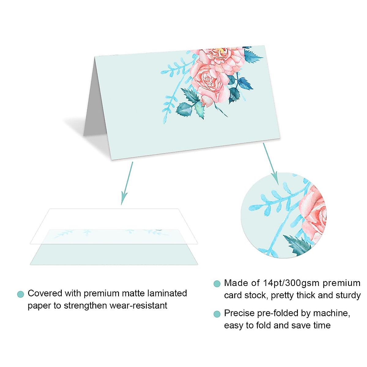 Place Cards for Table Setting, 120 Pack Table Name Tent Cards, Floral Blank Seating Place Cards for Weddings, Food Buffet, Parties, Dinner Table, Christmas, Thanksgiving