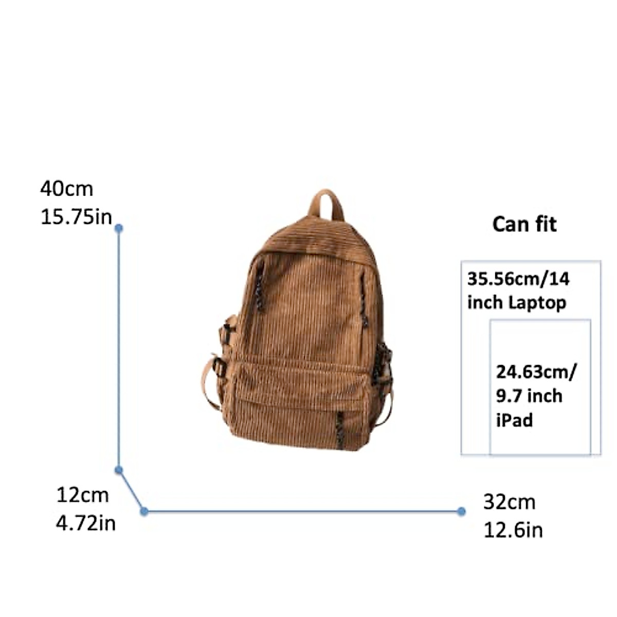 Kawaii Cute Aesthetic Fuzzy Fluffy Plush Sherpa Fleece Corduroy Backpack Rucksack Daypack School Teen Girls Children Women (black) Large