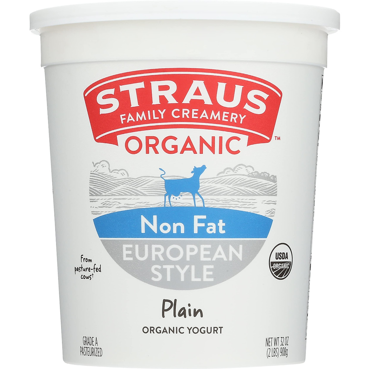 Straus Family Creamery, Non Fat Plain Yogurt, 32 oz