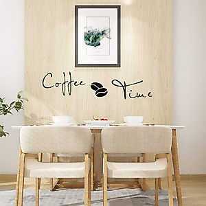 CUNYA 2 Sets Kitchen Wall Decor Stickers, Cups Coffee Time Quotes Decals with Beans Mural, Peel and Stick Wallpaper, DIY Removable Wall Art Decals Mural Posters Home Decor