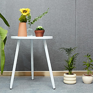 End/Side Tables - Small Round Accent Table, Metal White Narrow Night Stands with 3 Legs, Ideal for Any Room-Side Tables Living Room, Bedroom, Plant Stand Balcony, Indoor & Outdoor