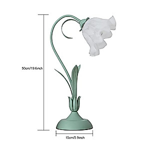 JAJADAH Modern Tiffany Style, Flower Frosted Glass Table Lamp, Lily Pad Base Night Light 110v, White Frosted Patterned Glass Table Lamp Fits for Your Bedside, End Table, Coffee Table, Working Table