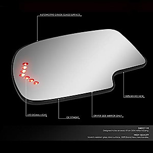 DNA MOTORING SMP-056-L Factory OE Style Left/Driver Side Door Rear View Mirror Glass w/Heater+LED Turn Signal [Compatible with 99-07 Silverado Sierra 1500 & Classic / 00-06 Suburban 1500 2500]