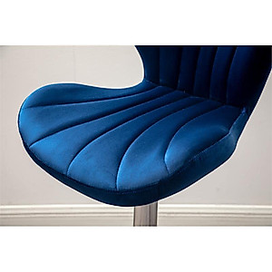 Roundhill Furniture Ellston Velvet Adjustable Swivel Barstools in Blue, Set of 2