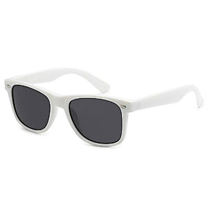 My Shades - Retro 80's Classic Rectangle Sunglasses (White, Smoke)