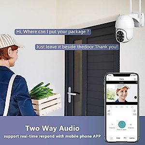 Neweyesee 2K WiFi Camera for Home Security - Outdoor 3MP Home Security Camera with Pan Tilt 360°View Color Night Vision Motion Detection 2 Way Audio IP66 Waterproof DC Powered Wireless Camera