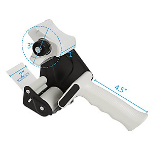 JARLINK Packing Tape Dispenser Gun (2 Pack) with 2 Rolls Tape, 2 inches Lightweight Industrial Side Loading Tape Dispenser for Shipping Packaging Moving Sealing (Grey & Black)