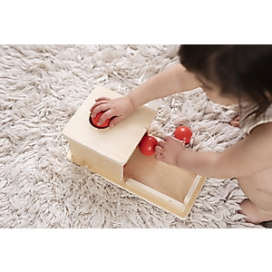 Montessori Object Permanence Box Wooden Toy Tray and Ball Drop w/ Three (3) Balls Baby First Learning Toys Imbucare Box