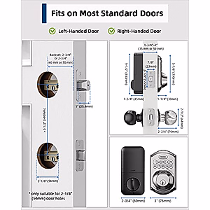 TEEHO TE002K Fingerprint Door Lock Set - Keyless Entry Door Lock with Handle - Door Knob with Keypad Deadbolt - Smart Locks for Front Door - Auto Lock - No Need App - Easy Installation - Satin Nickel