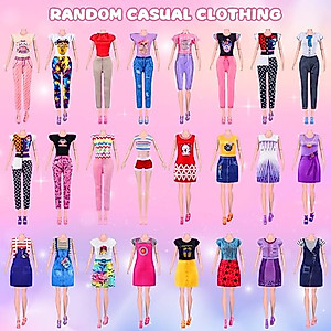 MINIFUN 122 Pcs Doll Clothes and Accessories with Closet(Include Doll), Princess Gowns Fashion Dresses Top Pants Jumpsuit Swimsuits Shoes Hangers, Doll Dress up Toys for Girls Kids Toddlers Toy Gifts