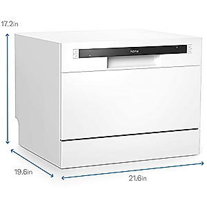 hOmeLabs Compact Countertop Dishwasher - Energy Star Portable Mini Dish Washer in Stainless Steel Interior for Small Apartment Office and Home Kitchen with 6 Place Setting Rack and Silverware Basket