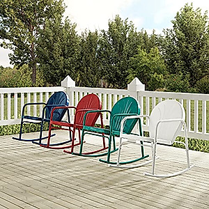 Crosley Furniture CO1013-WH Griffith Retro Metal Outdoor Rocking Chairs, White Gloss