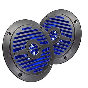 Magnadyne WR4B-LED 5 INCH Water Resistant Dual Cone Speaker with Blue LED Lights (Sold AS A Pair)