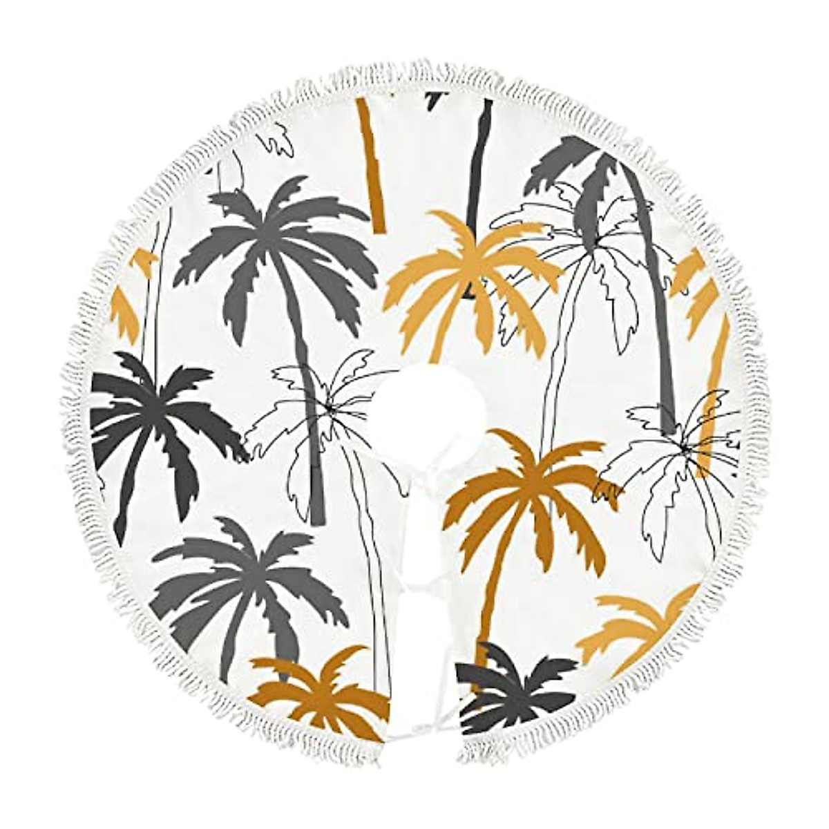 Small Christmas Tree Skirt Palm Tree Pattern,30 Inch Tree Skirt for Christmas Holiday Party Decoration,Rustic Tree Skirts Mat Home Indoor Outdoor Ornaments