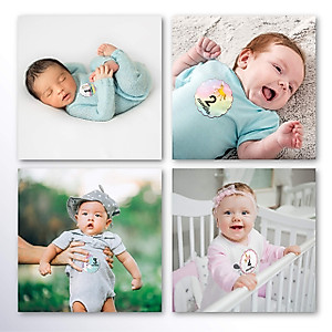 24 Pack Baby Month Stickers and Milestone Stickers by Kenco® - Track Your Baby's First Year Month-by-Month and Holidays! Boys and Girls' Available (Girls Unicorn)
