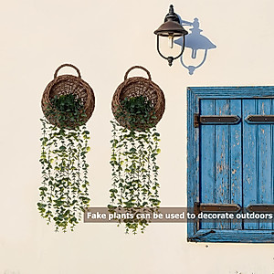 Mizii Artificial Hanging Plants,2 Pack 1.8ft Eucalyptus Vine Fake Leaves Green Chain for Indoor Outdoor Wall Shelf Home Room Balcony Garden Wedding Decor