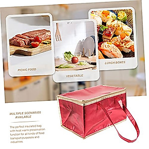 HOLIDYOYO Insulated Bag Decorative Thermal Food Bag Grocery Cooler Bag Insulated Grocery Bag Food Bag Hot Pizza Carriers Thermal Insulation Bag Cold Food Bags Film Red