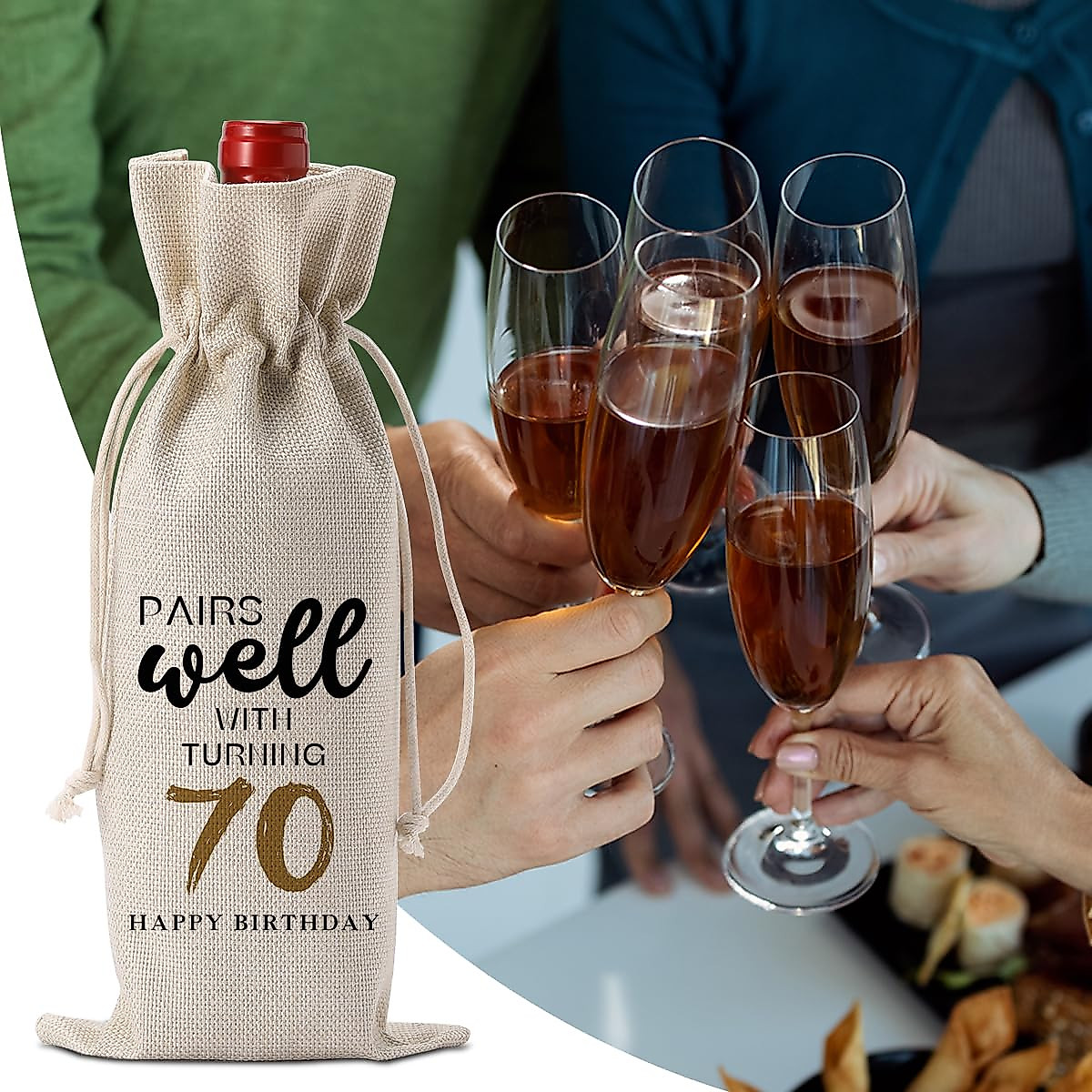 70th Birthday Gifts for Women Men, Gifts for 70 Year Old Woman Grandparents Wine Gift Bag, Wine Accessories Gifts Anniversary, 1964 Birthday Decorations Wine Bag Wine Bags for Wine Bottles Gifts
