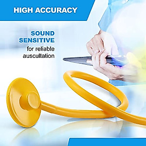 Primacare DS-9294 Pack of 10 Yellow Disposable Stethoscopes with Sound Sensitive Chestpiece and 22” PVC Tubing | Single Patient Use Ultra Lightweight Stethoscope for Home, Education, Doctors, Nurses