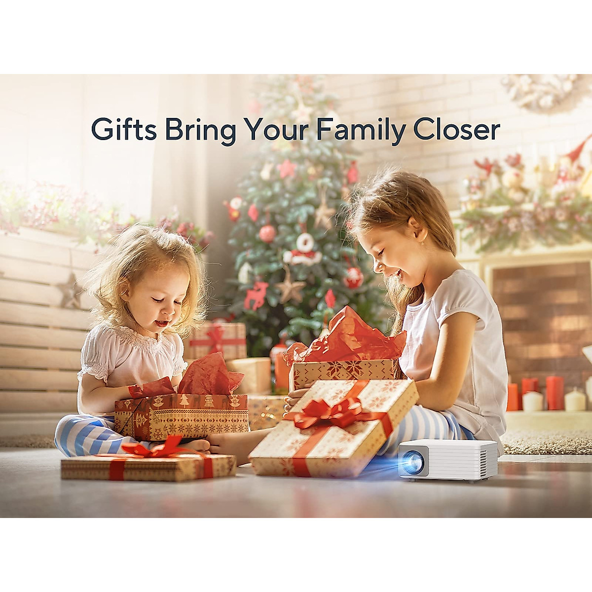 Mini Projector, AKIYO Portable Movie Projector for Outdoor, Support 1080P, ±15° Keystone, Max 120" Screen, for Kids, Young, Gift, Compatible with Smartphone, Computer, TV Stick, U Disk, Speaker