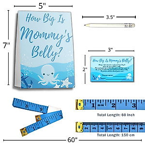 How Big is Mommys Belly Game Nautical Cinta para medir la Panza Measure The Belly Baby Shower Game 62 Piece for 50 Players Ahoy its a Boy Baby Bump Measuring Tape Game