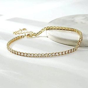 Ankle Bracelets for Women Initial Anklet, Letter Anklet with Initials Cute Summer Anklets Gold Anklets Bracelets for Women Teen Girls Jewelry Gifts, Metal, Cubic Zirconia