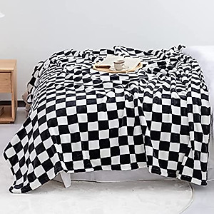 Checkered Flannel Throw Blanket Fluffy Cozy Plaid Fleece Throw Blanket Soft Warm Winter Fuzzy Throws Comfort for Bed Coach Sofa Room 40x60 Lightweight