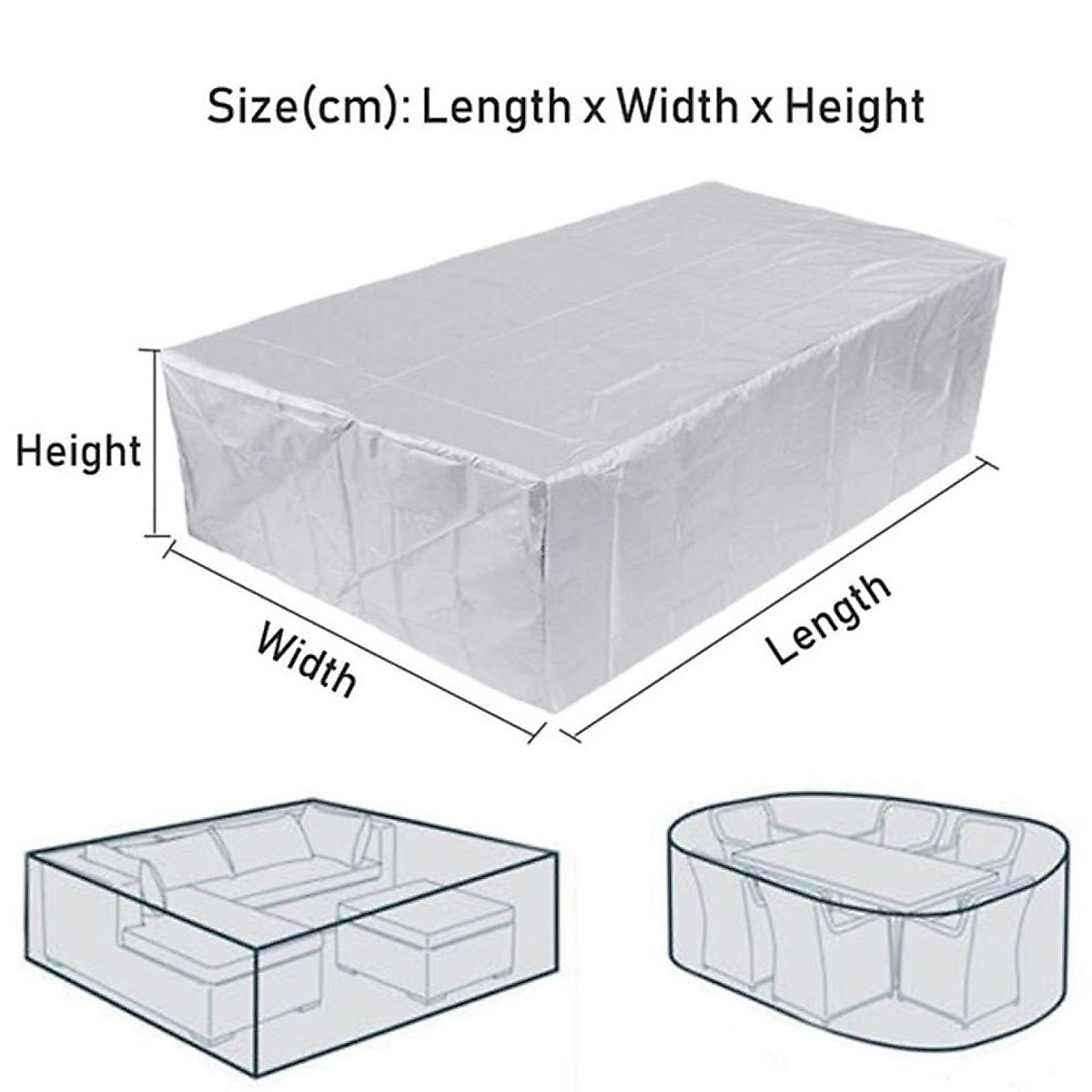 Patio Furniture Covers, 156x156x85cm(LxWxH) Outdoor Table and Chair Cover Wind Dustproof Durable Waterproof Patio Furniture Set Cover, Rectangular 420D Oxford for Deck, Lawn and Backyard