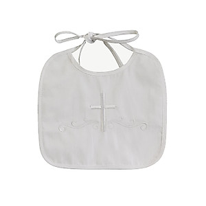 Pink Princess White Baptism Bib Boy - Christening Cotton Baby Baptism Bibs with Embroidered Cross - Baptismal Gifts and Accessories