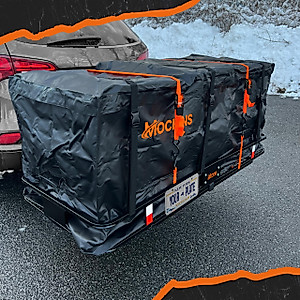 Mockins 70"x30"x6" XXL Folding Trailer Hitch Cargo Carrier |500Lbs. Capacity All-Weather Luggage Rack for SUV & Car| Cargo Racks for Trailer Hitch w/Stabilizer & Straps| Cargo Basket Fits 2" Receiver