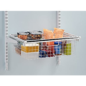 Rubbermaid Configurations Sliding Basket for Closet Drawer Organization, Sturdy Slide Out Basket, White