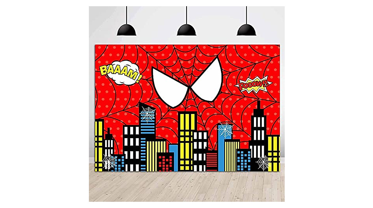 Vinyl Red Spider Web Backdrop for Kids Birthday & Events