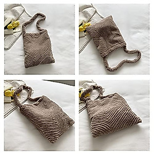 JQWYGB Fluffy Tote Bag - Soft Plush Shoulder Bag Handbag Y2K Tote Bag Aesthetic Fuzzy Purses for Women (Khaki)