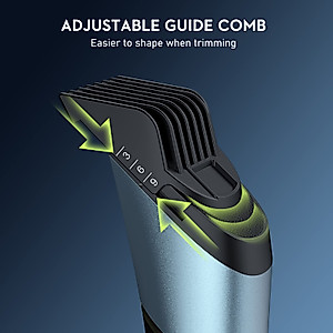 Body Hair Trimmer for Men - Electric Ball Shaver Razor for Pubic Groin Hair Grooming with Built-in LED Light and Mirror, Ceramic Blade, No Pulls, No Cuts, Waterproof Wet/Dry Cordless Use (Blue)