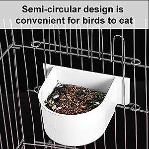 AHANDMAKER 4 Pcs Parrot Cage Replacement Food and Water Cup, White Bird Feeders Winged Universal Cage Plastic Cups Pet Supplies for Small Bird