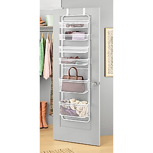 Whitmor Over The Door Organizer - 6 Sections - Pantry, Bathroom, Accessory Organizer - Metal and Mesh - White