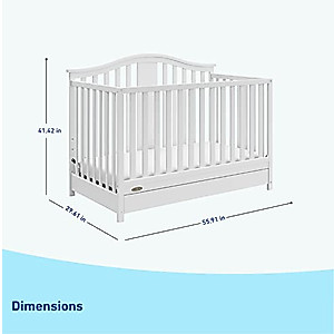 Graco Solano 4-in-1 Convertible Crib with Drawer (White) – GREENGUARD Gold Certified, Crib with Drawer Combo, Includes Full-Size Nursery Storage Drawer, Converts to Toddler Bed and Full-Size Bed