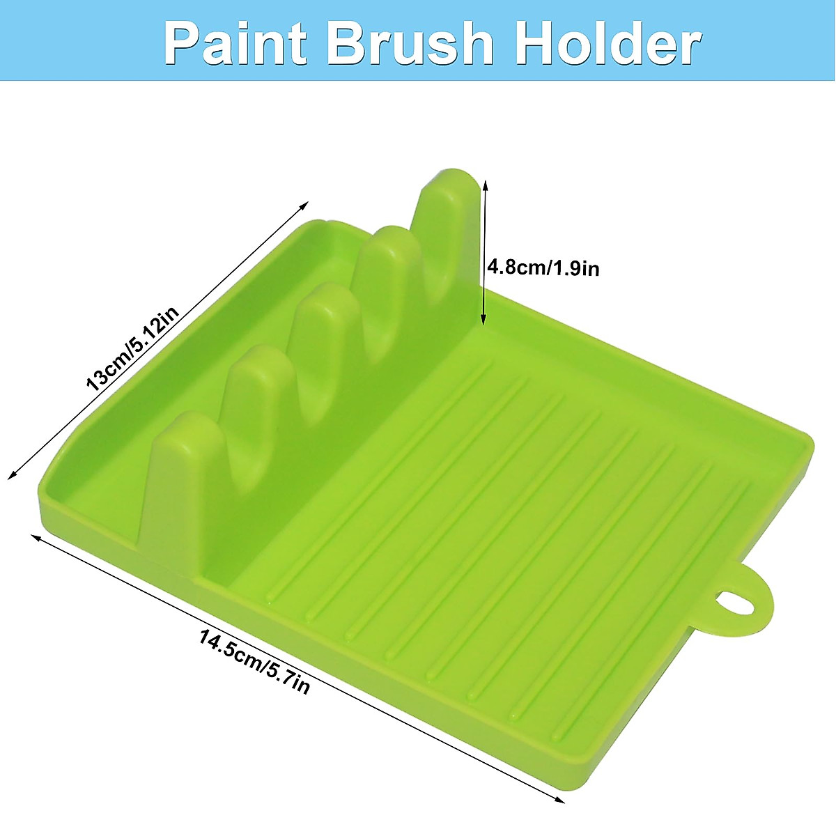 Chistepper 2 Packs Paint Brush Holder Paint Brush Stand Rest with 5 Slots Watercolor Oil Acrylic Painting (Green)