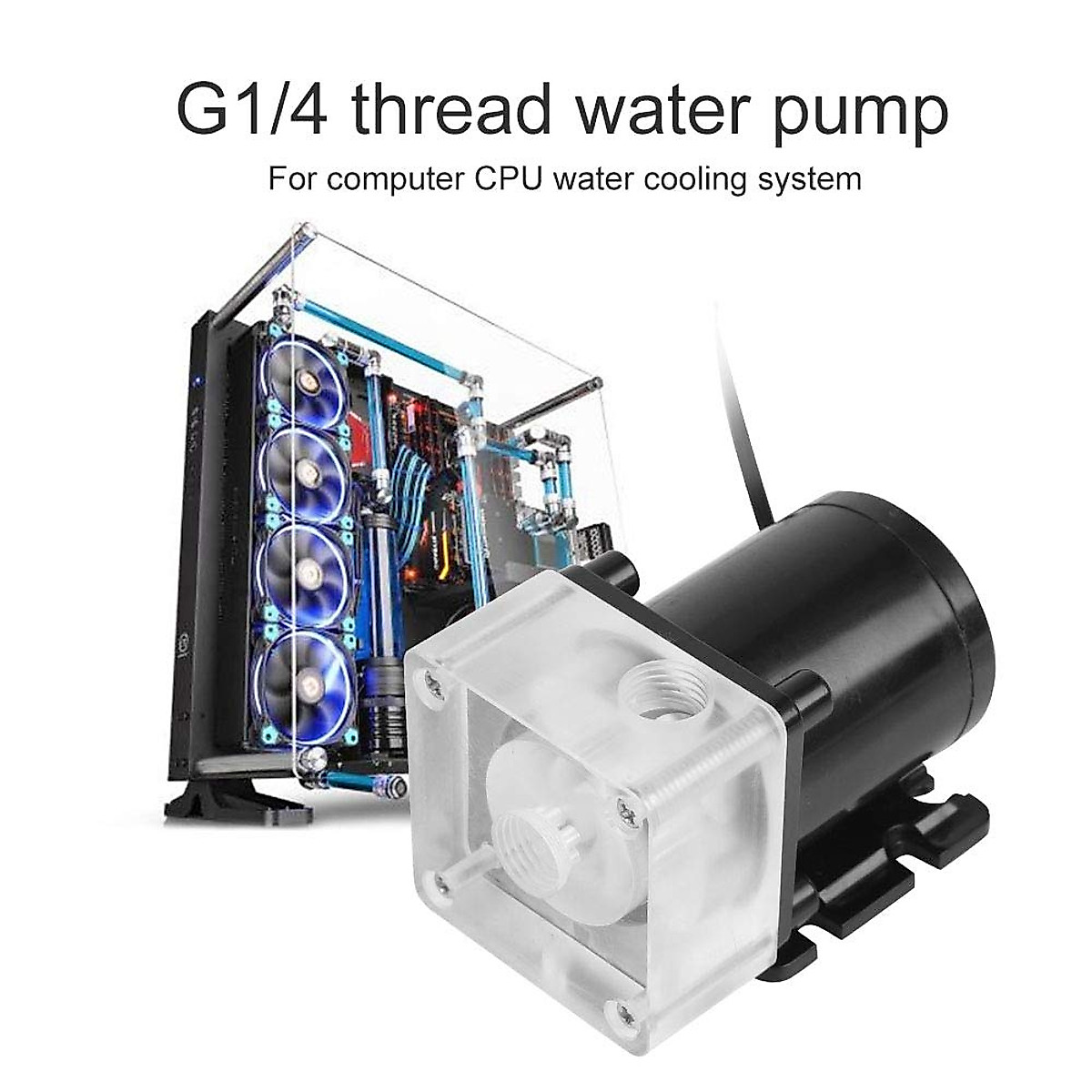 G1/4 Inner Thread, 12V DC Ultraquiet CPU Water Pump, G1/4 Thread for PC 500L/H G1/4 Thread Water Pump Noiseless Water Cooling Pump