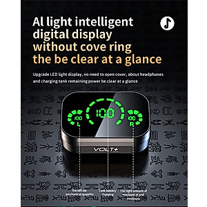 VOLT+ Plus TECH Wireless V5.3 LED Pro Earbuds Compatible with Oppo Find N2 Flip IPX3 Water & Sweatproof/Noise Reduction & Quad Mic(Black)