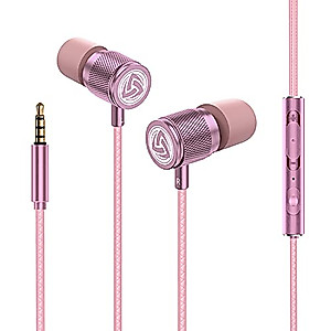 LUDOS ULTRA Wired Earbuds in-Ear Headphones, 5 Years Warranty, Earphones with Microphone, Noise Isolating Ear Buds, Memory Foam for iPhone, Samsung, School Students, Kids, Women, Small Ears - Pink