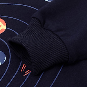 Akyzic Boys Space Galaxy Sweatshirts Cool Planet Fleece Sweater Toddler Pullover Tops Long Sleeve Crewneck Kids Solar System Shirt 6t / 130