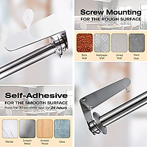 Kitchen roll holder -Single Hand Operable Paper Towel Holder Under Cabinet New Upgrade adjustable length Paper Towels Roll Holder Adhesive Paper Towel Rack Wall Mount Kitchen Rolls Organizer Dispenser