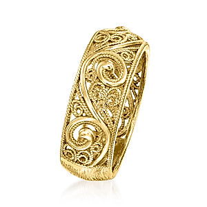 Ross-Simons 18kt Gold Over Sterling Scrollwork Ring. Size 8